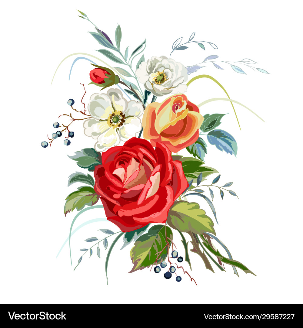 Bouquet roses Royalty Free Vector Image - VectorStock