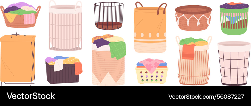 Cartoon Laundry Baskets Royalty Free Vector Image