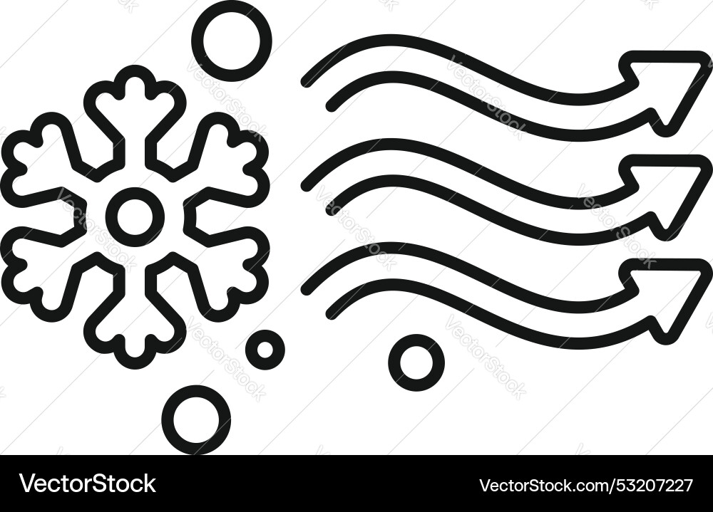 Cold wind blowing with snowflake and air flow Vector Image