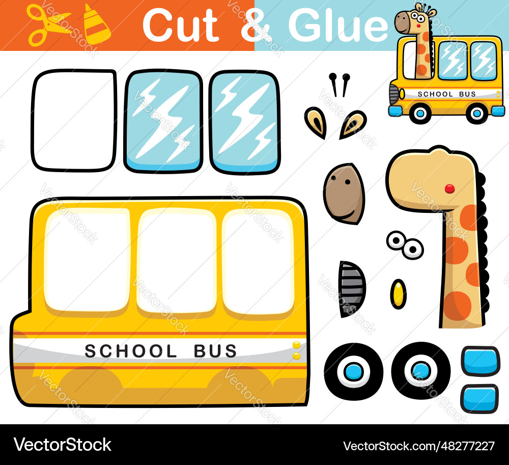 Funny giraffe cartoon driving school bus Vector Image