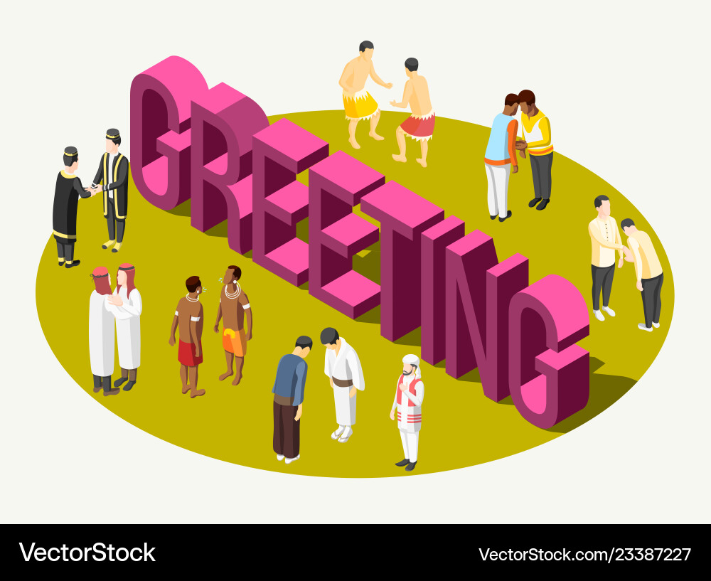 Greetings in different countries composition Vector Image