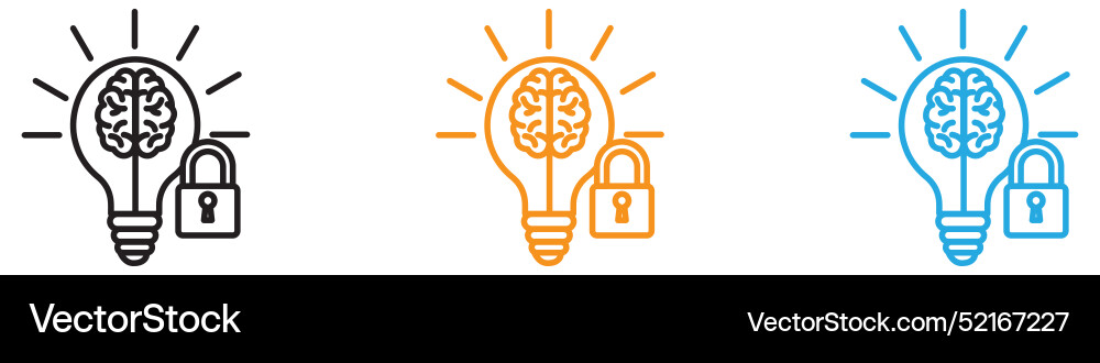 Intellectual property and copyright icon logo set Vector Image