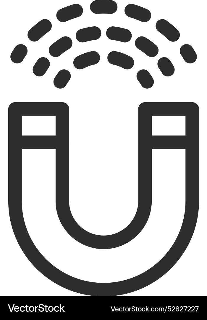 Magnet line icon physics force magnetic symbol Vector Image