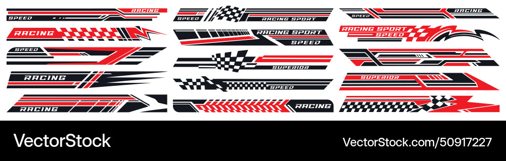 Motorsports racing set emblems colorful Royalty Free Vector