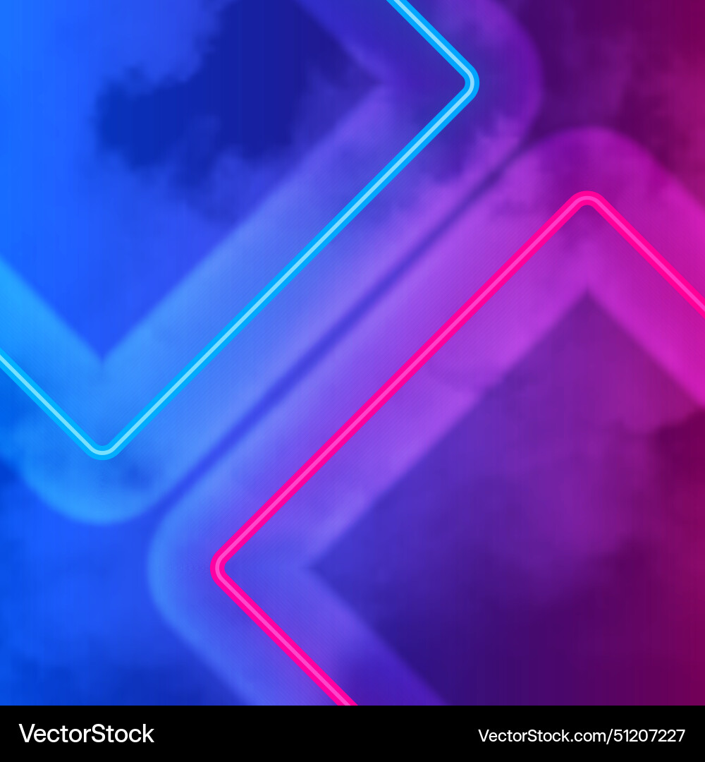 Neon light rectangle smoke effect Royalty Free Vector Image