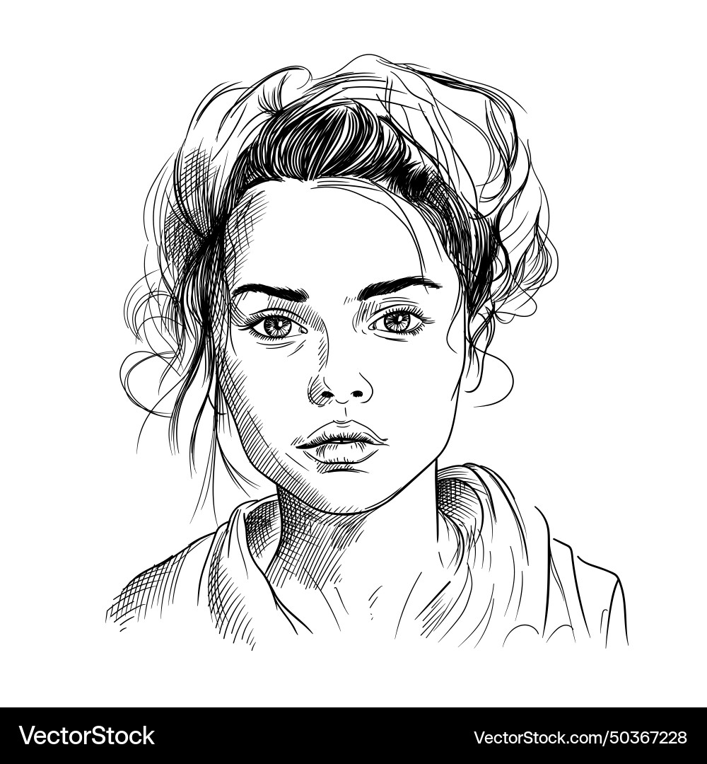 Black And White Female Portrait Free Vector Vectorstock