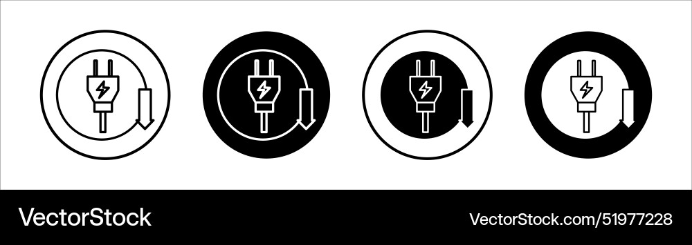 Energy reduction flat line icon set Royalty Free Vector