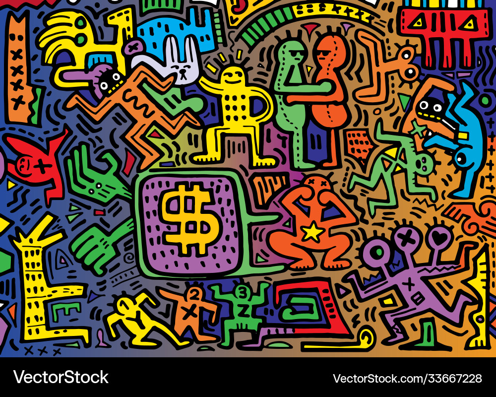 Hand drawing doodle funny party people Royalty Free Vector