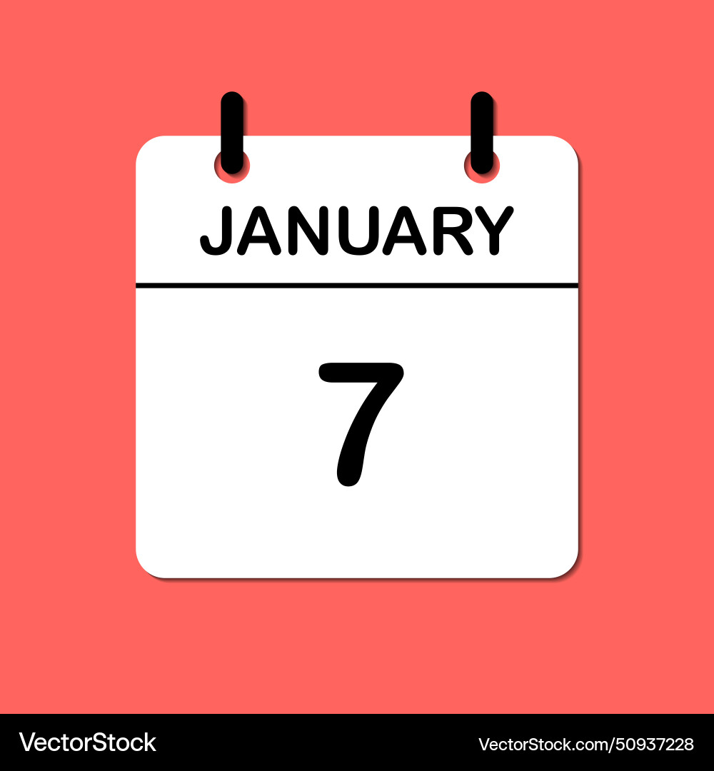 January 7 daily calendar icon for design simple Vector Image