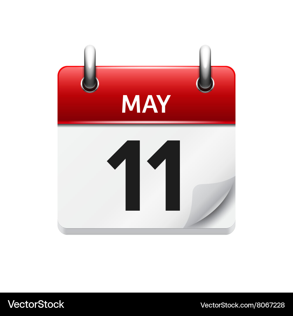 May 11 flat daily calendar icon date Royalty Free Vector