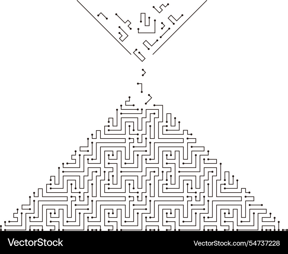 Maze with circuit board texture sandy clock Vector Image
