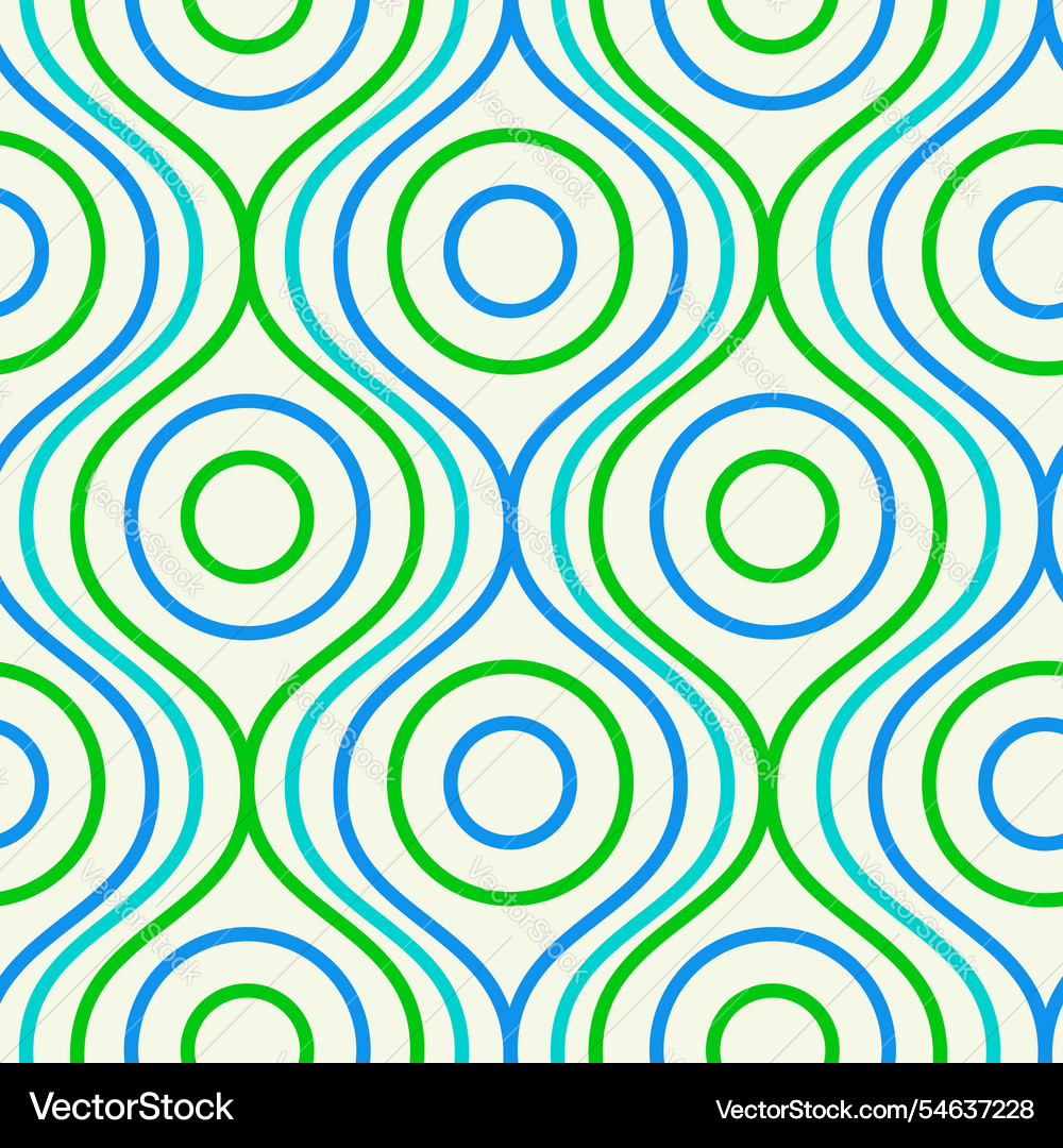 Mid century circles on oval lines seamless pattern