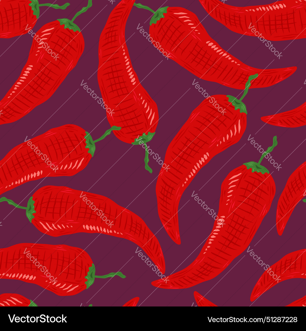 Seamless pattern of vintage chilli Royalty Free Vector Image