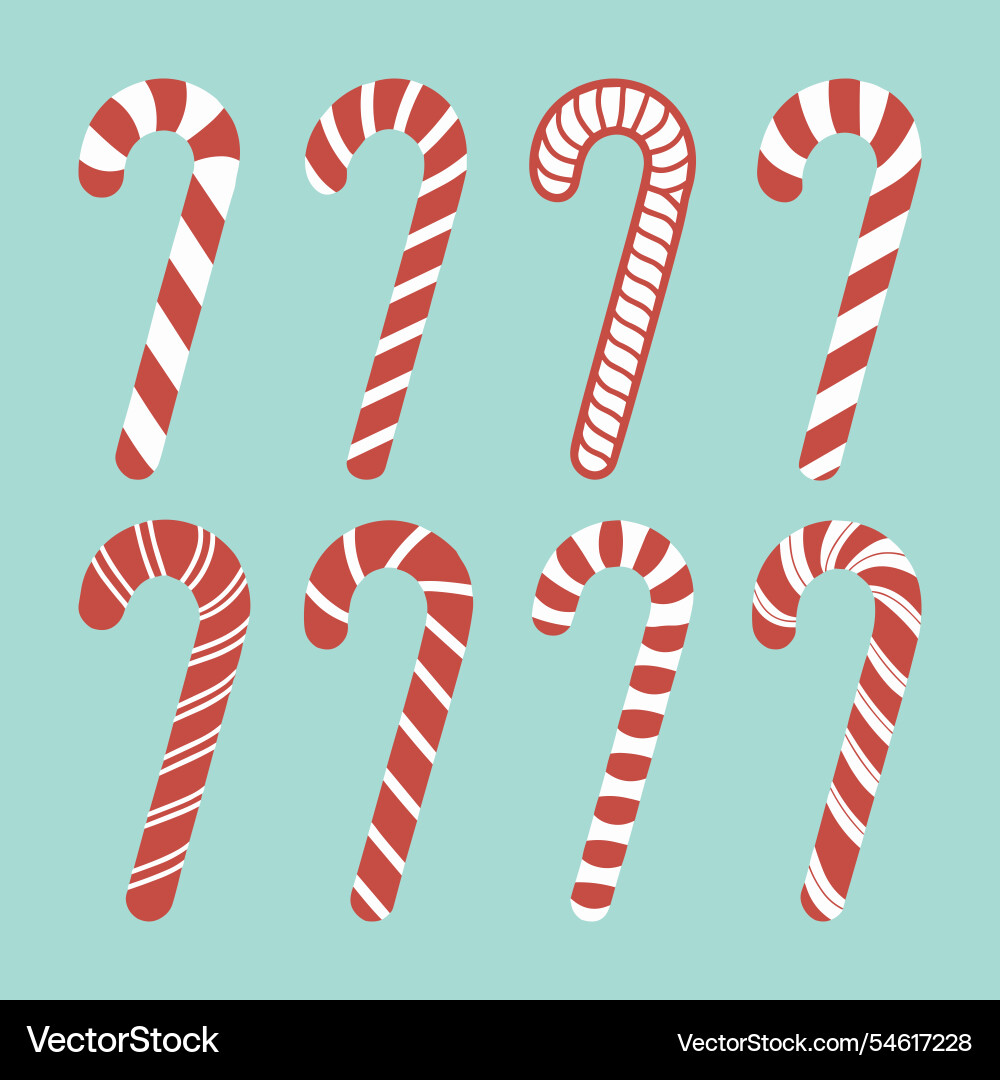 Set of candy cane christmas holiday sweet Vector Image