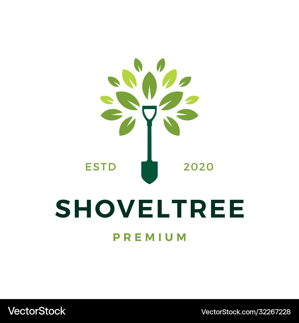 Shovel tree sprout garden leaf logo icon Vector Image