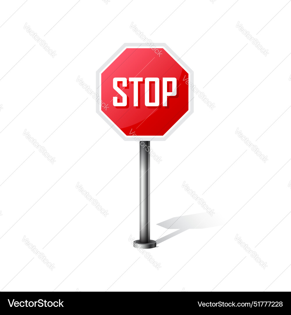 Stop sign icon in flat style traffic control Vector Image