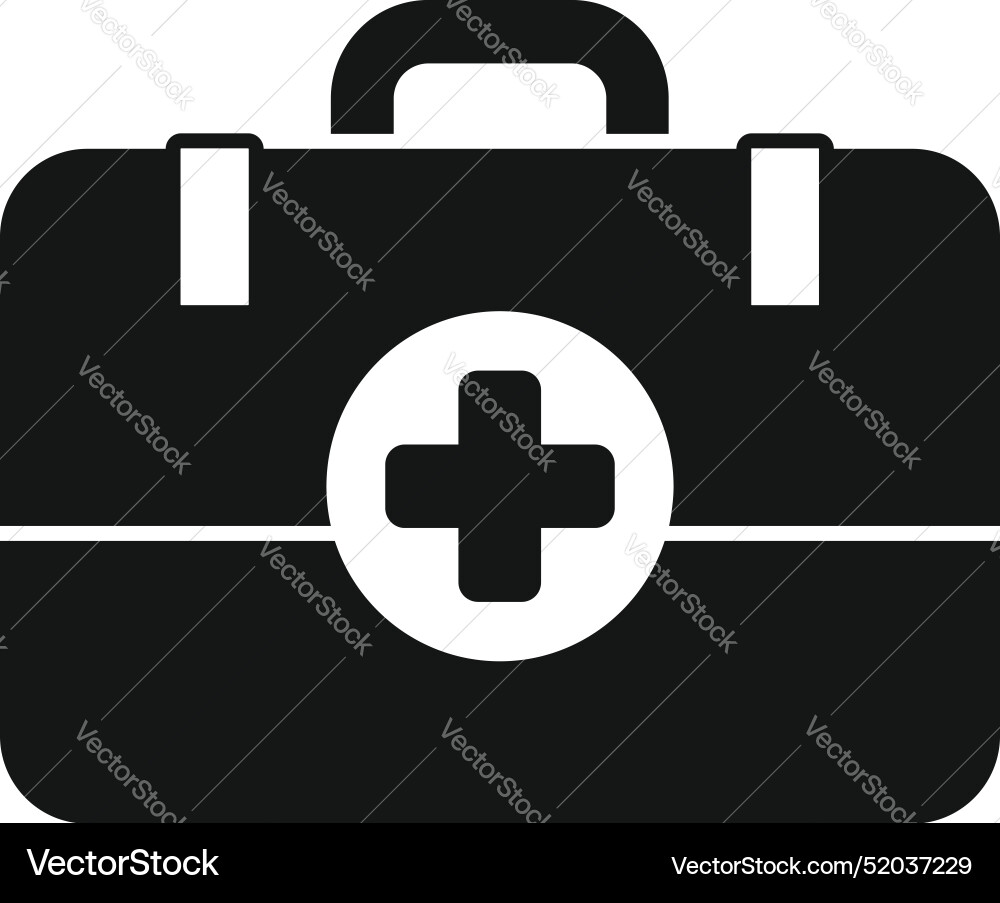 Black first aid kit icon showing medical help Vector Image