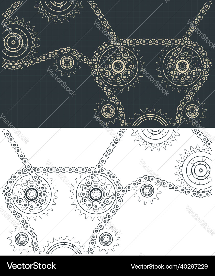 Chain drive and gears Royalty Free Vector Image
