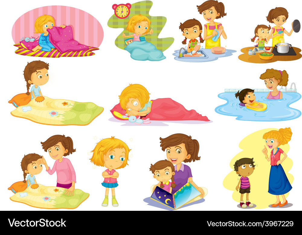 Children and activities Royalty Free Vector Image