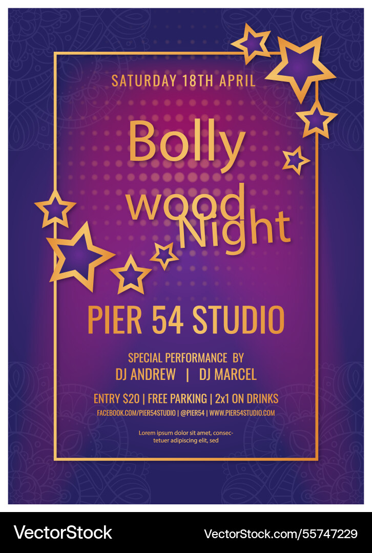 Creative bollywood party poster Royalty Free Vector Image