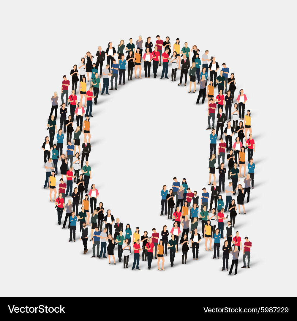 Group people letter form Royalty Free Vector Image