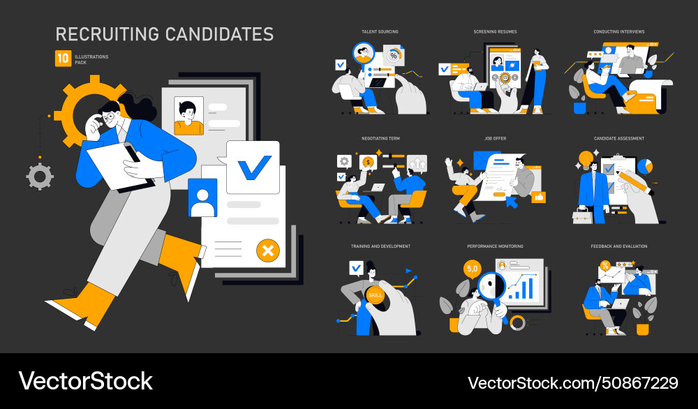 Hr process set Royalty Free Vector Image - VectorStock