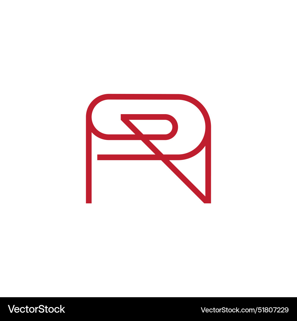 Letter rn red paper clip simple logo Royalty Free Vector