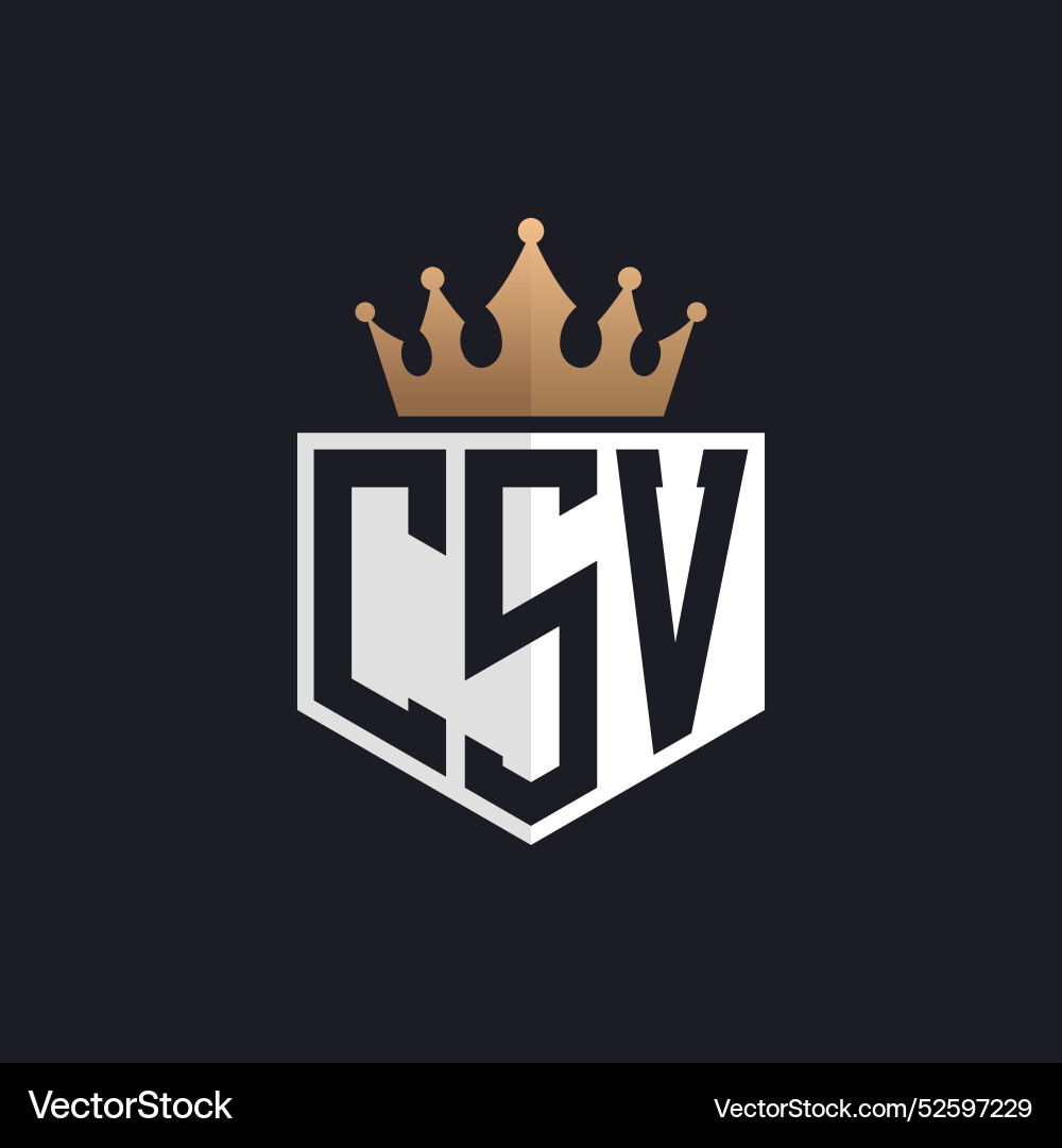 Luxury csv logo with crown elegant initials Vector Image