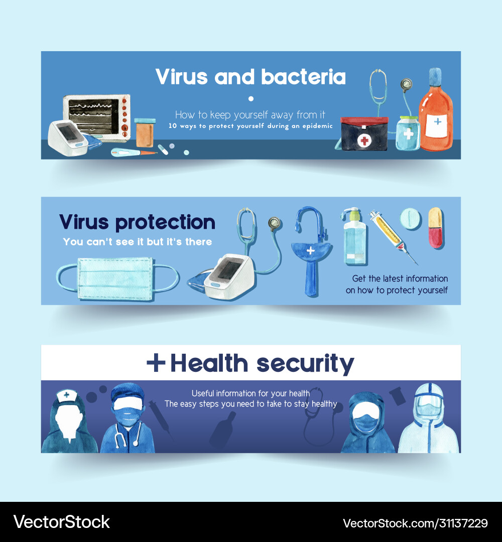 Medical banner design with equipment Royalty Free Vector