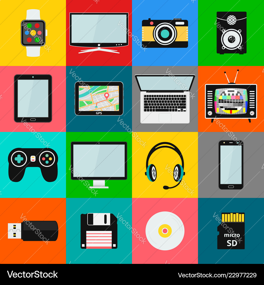 Set of technology and multimedia devices icons Vector Image