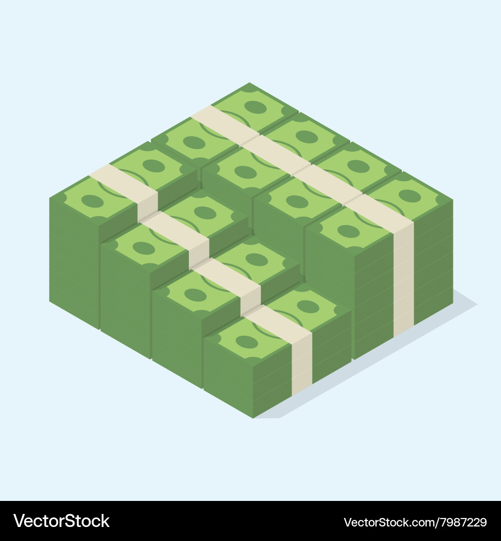 Stacked pile of cash Royalty Free Vector Image