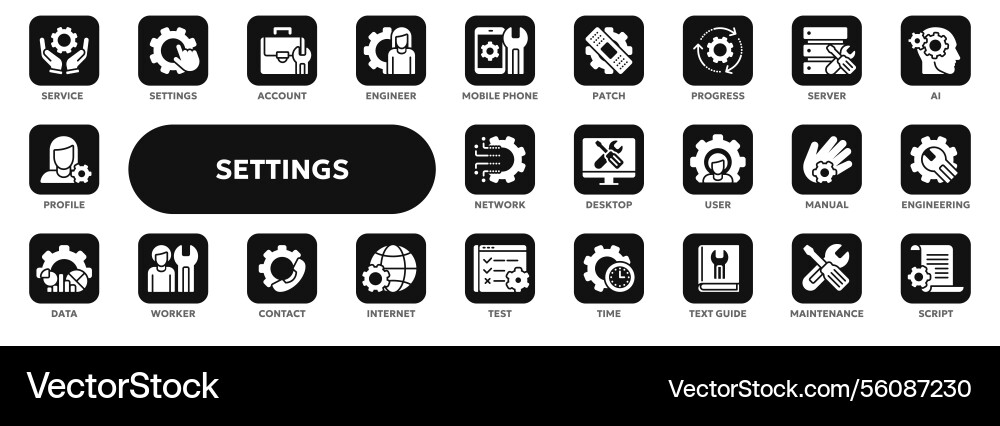 Application settings icons Royalty Free Vector Image