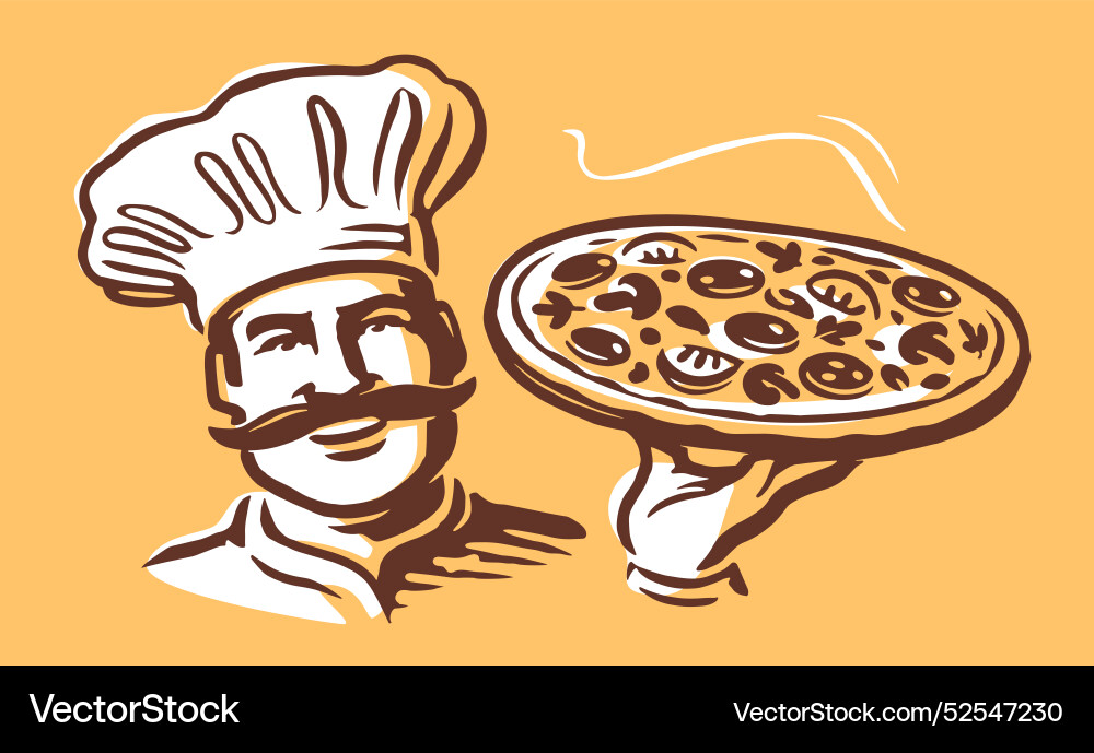 Chef and pizza italian restaurant Royalty Free Vector Image