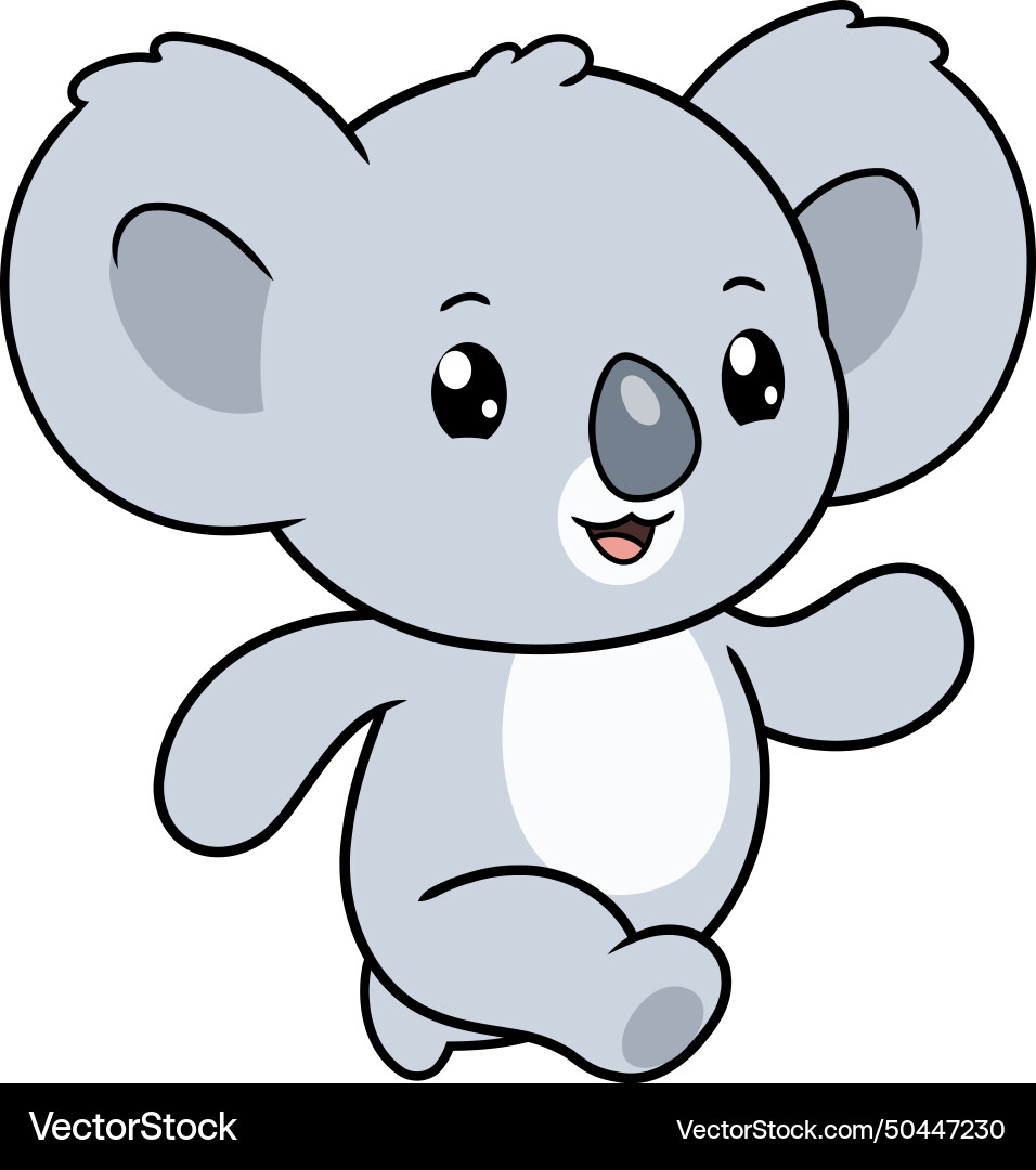 Cute little koala running on white background Vector Image