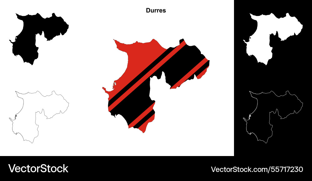 Durres outline map Royalty Free Vector Image - VectorStock