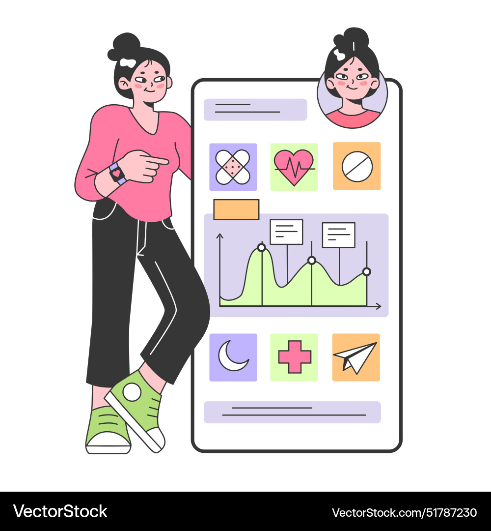 Health and wellness tracker application young Vector Image