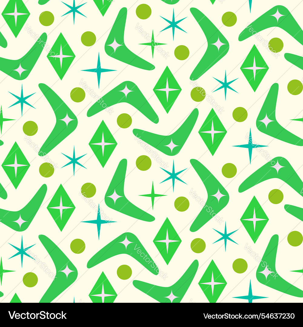 Mid century green boomerang seamless pattern Vector Image