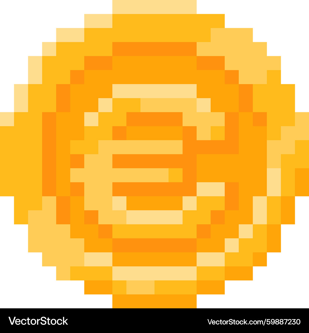 Pixel Art Euro Coin (59887230) – Royalty-Free Vector | VectorStock