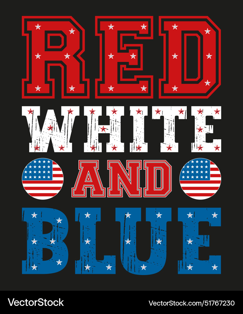 Red white and blue t shirt design Royalty Free Vector Image