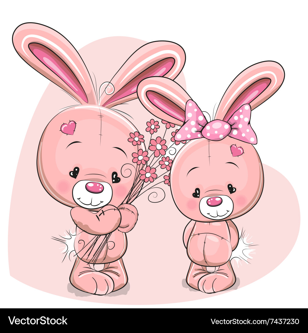 Two rabbits Royalty Free Vector Image - VectorStock