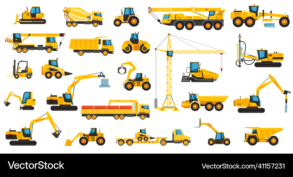 Construction Machinery Set Royalty Free Vector Image
