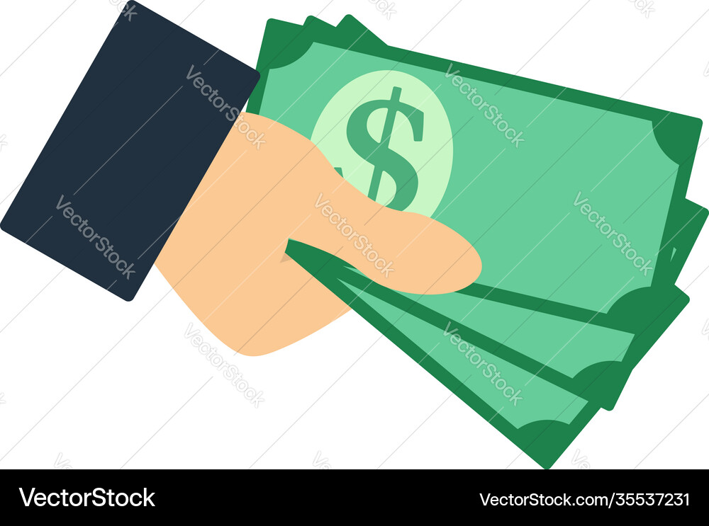Hand holding money icon Royalty Free Vector Image