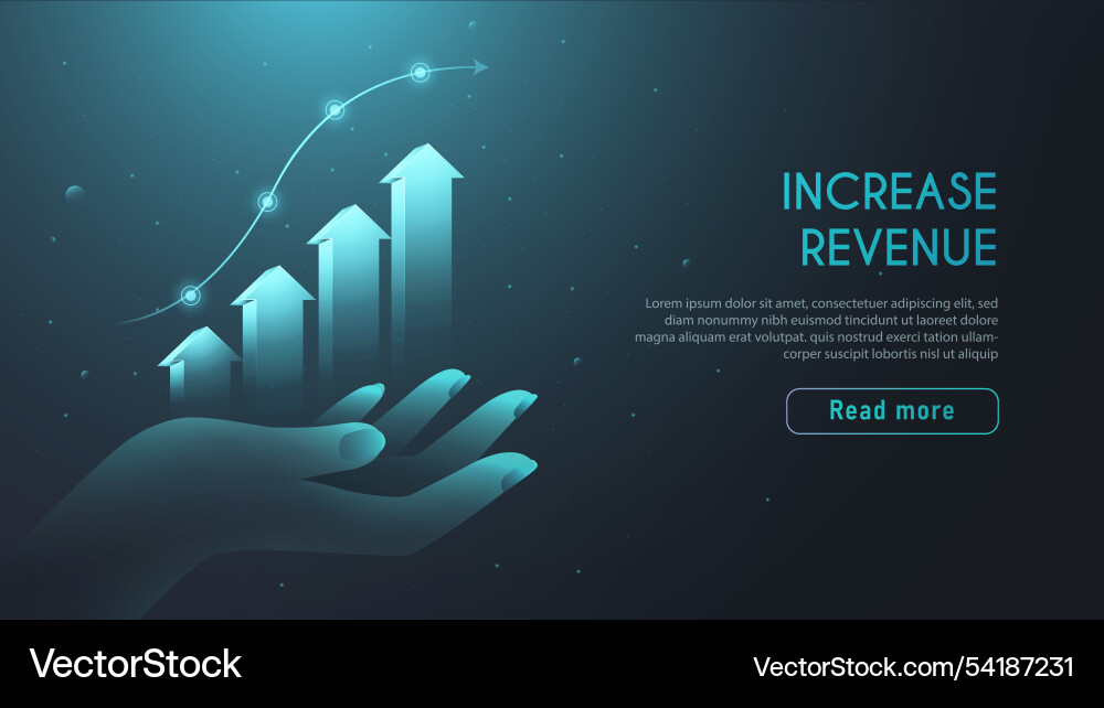 Increase revenue poster hand with growing graph Vector Image