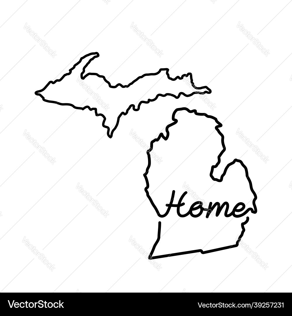 Michigan us state outline map Royalty Free Vector Image
