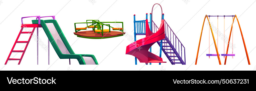 Playground park swings and slides collection Vector Image