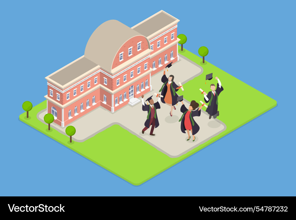 3d isometric flat of happy Royalty Free Vector Image