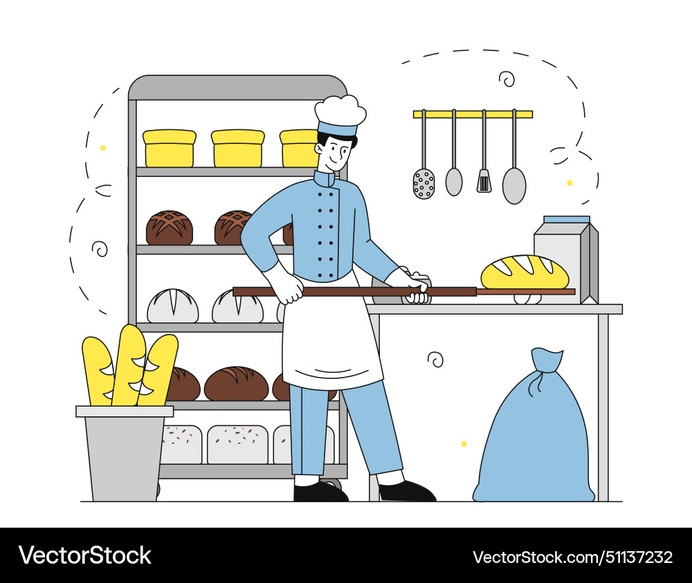Baker at workplace simple Royalty Free Vector Image