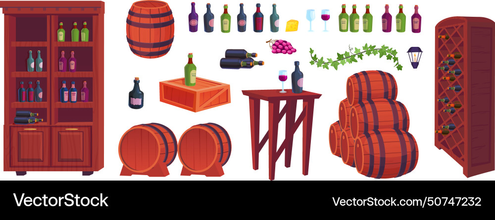 Cartoon wine cellar winery basement interior Vector Image