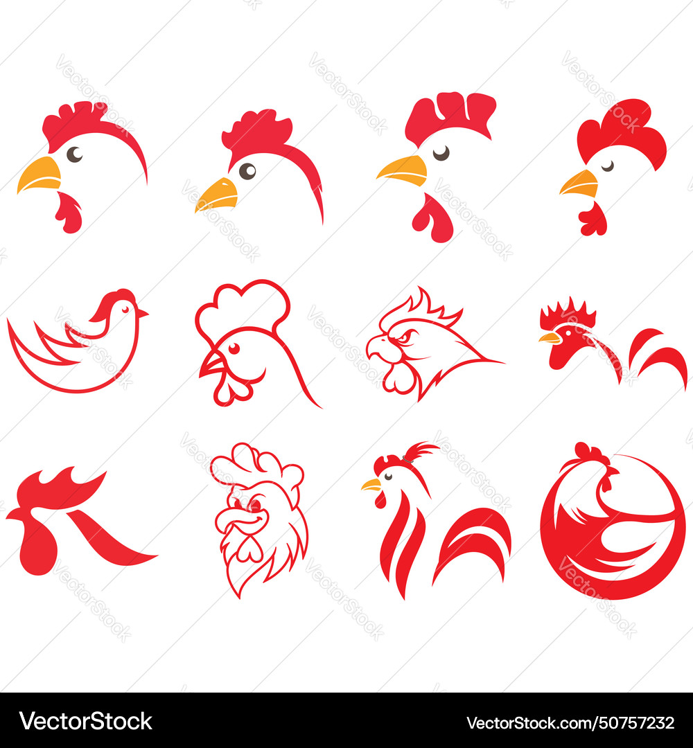 Collection of chicken logos Royalty Free Vector Image