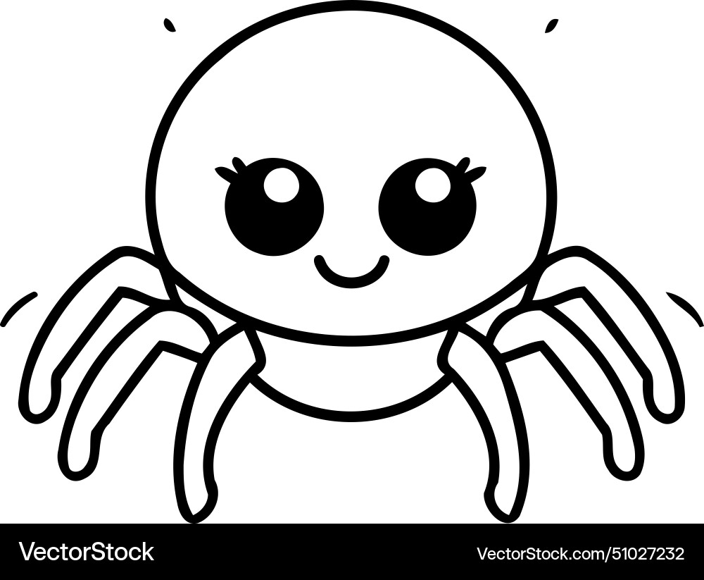 Cute cartoon spider isolated on white background Vector Image